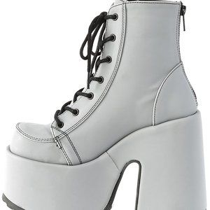 Demonia | Shoes | Camel 23 Flash Bomb Reflective Grey Platform Boots ...
